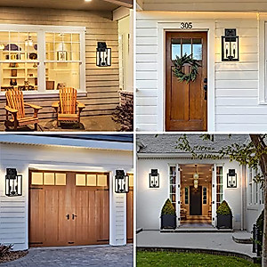 PARTPHONER Large Outdoor Light Fixutre 2-Light, Dusk to Dawn Outdoor Lighting Farmhouse Front Porch Light Exterior Wall Lantern Sconce with Clear Glass for Entryway Doorway House Garage