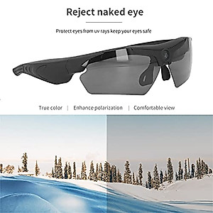 Video Sunglasses, 30FPS 1080P Full HD Video Recording Shooting Camera Glasses with UV Polarized Lenses, Audio Video Record Camera Glasses for Driving Hiking Fishing (Black)