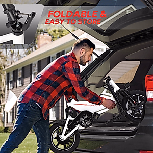 PEXMOR Electric Bike for Adults, 350W Motor (Peak 500W) Folding Ebike | Full Suspension | 36V 6AH Battery, 14" Foldable Commuter City Electric Bicycle for Adults/Teens, Complies to UL2849