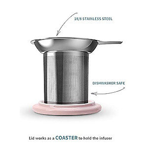 Sweese 16 OZ Porcelain Tea Mug with Infuser and Lid, Loose Leaf Tea Cup, Gifts for Tea Lover, Pink - 203.108