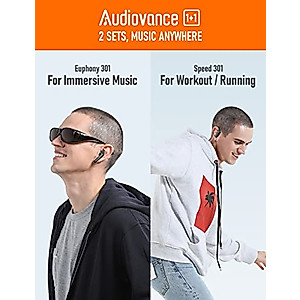 Audiovance 2 Sets Earbuds SPEU 301, True Wireless Headphones Bluetooth 5.2 Earphones, Euphony 301 for Immersive Music, Speed 301 for Workout, Premium Sound, Clear Calls, Waterproof.