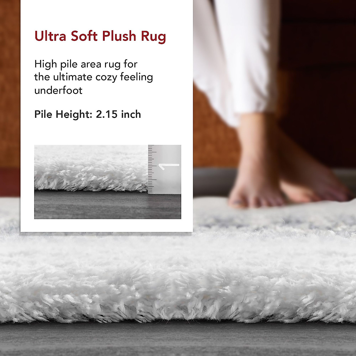 nuLOOM Gynel Contemporary Shag Area Rug, 5x8, Snow White