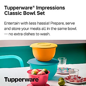 Tupperware Brand Impressions 6-Piece Classic Bowl Set (3 Bowls + 3 Lids) - Dishwasher Safe & BPA Free - Airtight, Leak-Proof Food Storage Containers for Fridge & Pantry