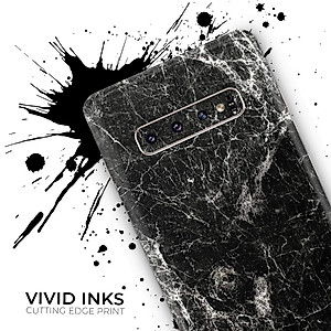 DesignSkinz Black Scratched Marble Protective Vinyl Decal Wrap Skin Cover Compatible with The Samsung Galaxy S20 (Screen Trim & Back Glass Skin)