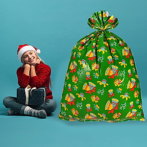 JOYIN 6 Pieces Christmas Giant Goody Gift Bags, Jumbo Size 43” X 36”, W/ Tie & Name Card Assortment for Holiday Treats, Oversize Xmas Gifts, Heavy Duty Party Favor Supplies, Christmas Goodie Large Bags