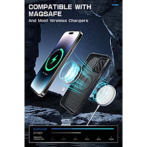SUPCASE for iPhone 14 Pro Max Case/iPhone 13 Pro Max Case with Camera Cover Stand, [Compatible with MagSafe] [Built-in Belt-Clip] Heavy Duty Magnetic Phone Case for iPhone 14/13 Pro Max, Black