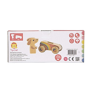 Tiger Tribe Rainbow Roller Dash Hound Rolling Wooden Car with Soft Grip Wheels - Ages 12 mo+ - 91002