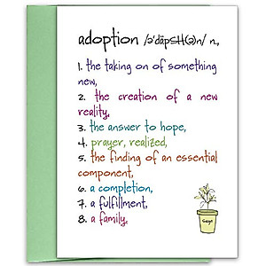Adoption Cards - Adoption Greeting Card - New Family Card - Congratulations Card for Adoptive Parents - New Baby Son Daughter Gift - 4.25" x 5.5" Folded Card and Envelope Set