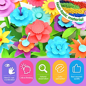 Flower Building Toy Garden Building Blocks Toy Set for Kids, 101 PCS Educational Toy Creative Playset for Age 4,5,6,7 Year Old Gifts