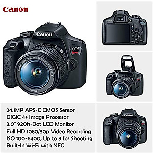 Canon EOS Rebel T7 DSLR Camera with 18-55mm is II Lens & Canon EF 75-300mm f/4-5.6 III Lens Bundle + 500mm Preset Lens + 32GB Memory + Filters + Commander Optics Accessory Professional Bundle