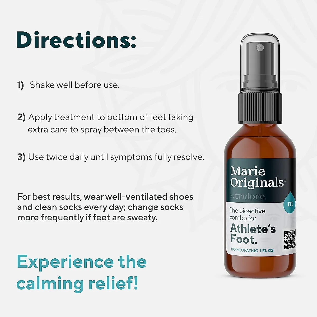 Athletes Foot Spray - Extra Strength - Natural Ingredients Itchy Skin Relief, Ringworm, Jock Itch, Odor | Apple Cider Vinegar Remedy for Men, Women | Marie Originals