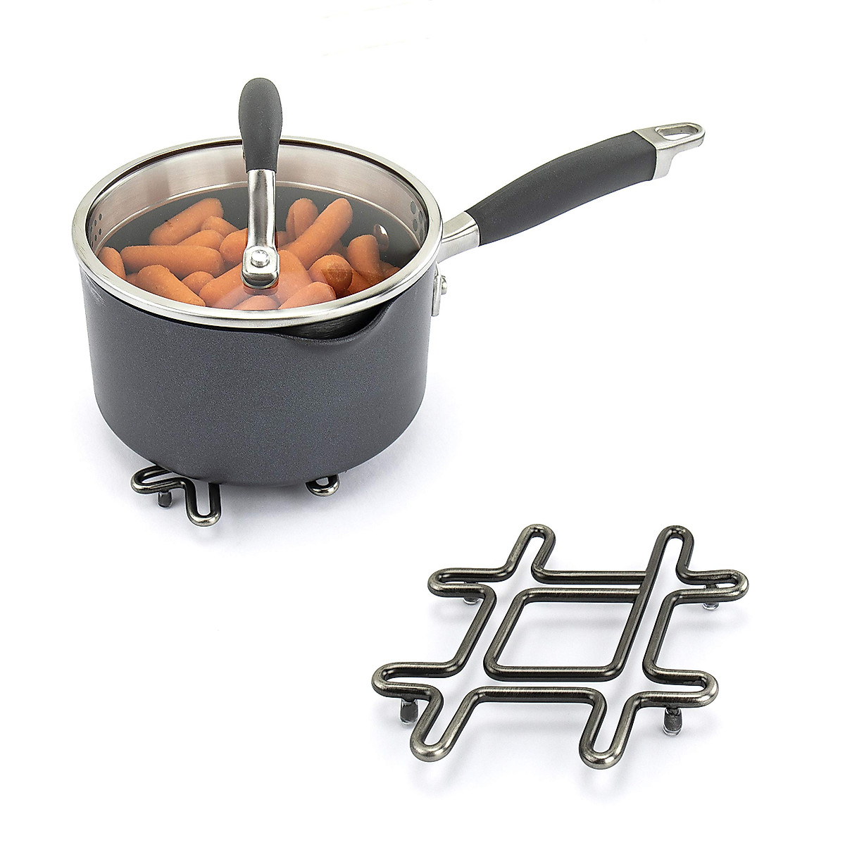 Spectrum Diversified Hashtag Pound Sign Symbol Trivet, Heat-Resistant Steel Dining Table Small Protector, Bold Metal Heat Pad for Modern Kitchen Table, Holds Hot Pots & Cast Iron Cookware Pan