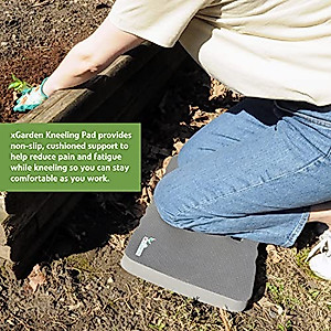 xGarden - Portable Kneeling Pad for Gardening - High Density Foam Kneeler with Carrying Handle - Extra Thick Foam Cushion - Waterproof - Versatile - Indoor or Outdoor - 17.5" x 11" x 1.5" - Black
