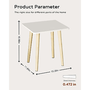 MIRROTOWEL Side Table, Small Table, Modern Home Decor Bedside Table for Living Room Bedroom Balcony Office,Easy to Assemble（White）