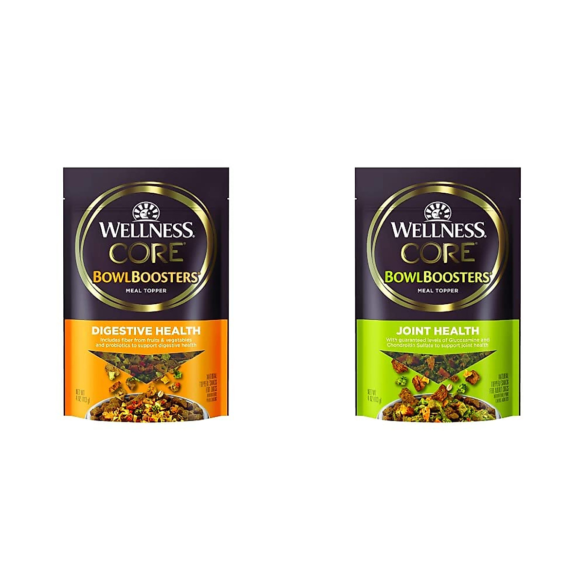 Bundle of Wellness CORE Bowl Boosters Digestive Health & Joint Health Dog Food Topper, 4 Ounce Bag
