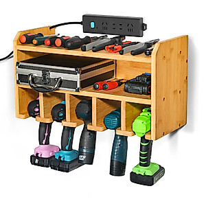 XCSOURCE Drill Charging Station | Drill Storage | Wall Mounted | Power Tool Storage | Power Drill Toolbox Screwdriver Cordless Drill Organizer - Tool Parts Craft Organizer Wooden