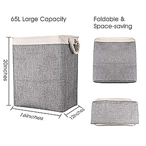 DYD Laundry Basket with Handles & Brackets Large Hamper for Kid Girl Collapsible Washing Bin Built-in Lining for Bedroom Dorm Toy Clothing Storage