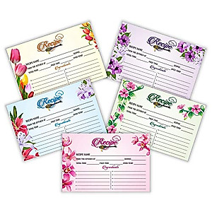 PARTH IMPEX Recipe Cards - (Pack of 50) 4x6 Double Sided, Floral Cards for Family Recipes, Wedding Shower, Bridal Shower, Baby Shower, Housewarming Gifts