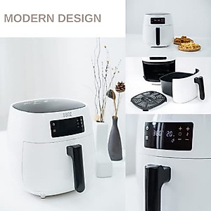 SenzTronics 4.3 Quart Air Fryer, Electric Hot Air Fryers Oilless Cooker with Digital LCD Touch Screen, Nonstick Basket, 1400W, UL Listed (White)