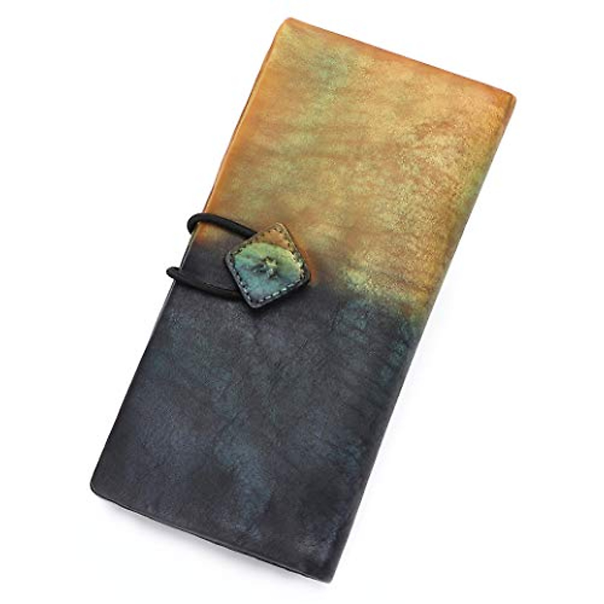 Genuine Leather Wallet for Women long Purse Slim Clutch vintage cowhide handmade Cash Card Holder Organizer (Brown)