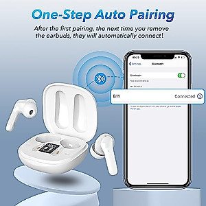 Wireless Earbuds YOHOTA Bluetooth Headphones Bluetooth 5.3 in Ear Light-Weight Built-in Microphone, with Wireless Charging Case & LED Power Display Deep Bass,IPX7 Waterproof Headset for TV Smart Phone