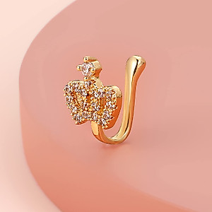 HMOOY 9Pcs Fake Nose Rings, Gold African Nose Cuff Non Piercing Clip On Nose Ring Nose Clip Nose Ring Fake Nose Ring Cuff Nose Clip Jewelry for Women Men (Gold)