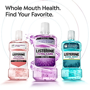 Listerine Total Care Anticavity Fluoride Mouthwash, 6 Benefits in 1 Oral Rinse Helps Kill 99% of Bad Breath Germs, Prevents Cavities, Strengthens Teeth, ADA-Accepted, Fresh Mint, 1 L