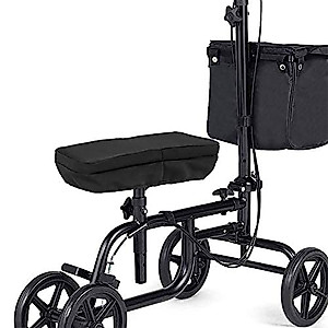 iayokocc Knee Walker Pad Cover- Memory Foam Knee Walker Cushion for Cover Knee Scooter Cushion- Improves Comfort,Soft Padding Fits Most Walkers(Black)