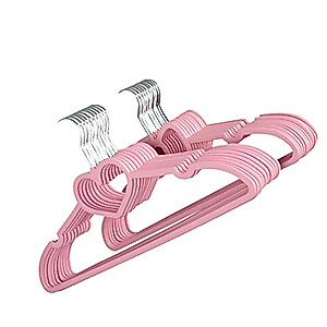 VOSAREA ABS Hangers, Non- Slip Clothes Hanger 20 Pack with Pink Color and Heart Pattern, Suitable for Coat, Shirt, Dress, Trousers, Tie