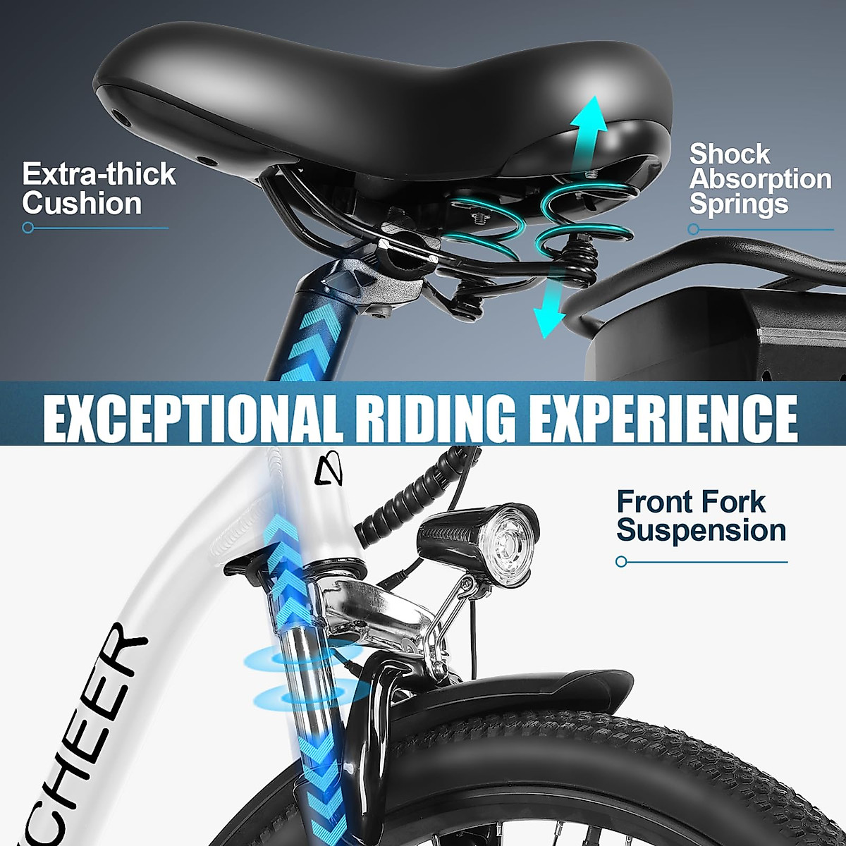 ANCHEER Electric Bike for Adults, 48V 499Wh Ebike, 26" City Commuter Bike with 48V Removable Battery, Up to 55 Miles, 3H Fast Charge, 7-Speed, Step-Thru Cruiser Bike for Women Men, UL 2849 Certified