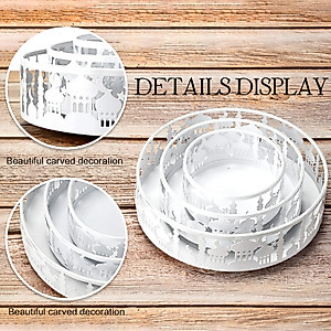 Sumind 3 Pcs Ramadan Serving Trays Eid Mubarak Round Metal Food Trays Crazy Night Islam Eid Mubarak Plates Food Storage Containers for Eid Islamic Muslim Activity Party Favor, White