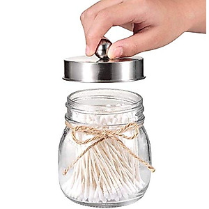 AINEKUI Mason Jar Bathroom Accessories Set 4 Pcs, Lotion Soap Dispenser, Toothbrush Holder, 2 Cotton Swab Jars, Suitable for Home Decoration in Bathroom and Kitchen