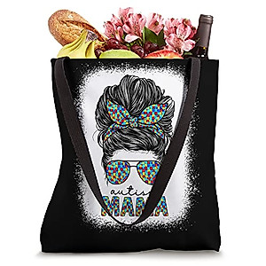 Autism Mama Messy Bun For Women Autism Awareness Autistic Tote Bag