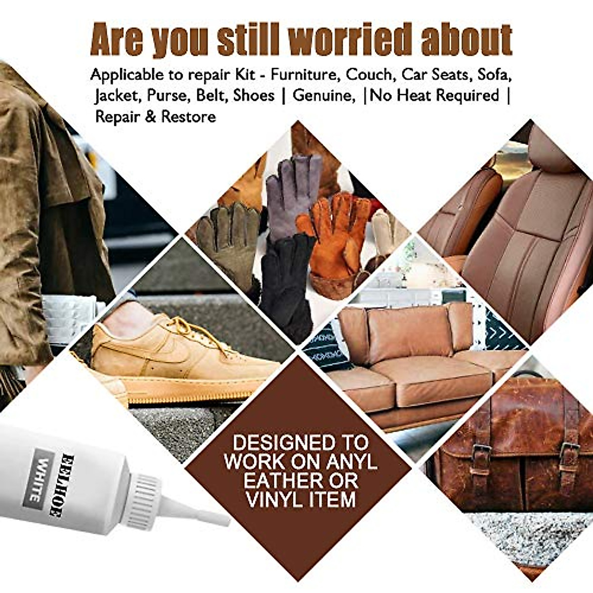 Advanced Leather Repair Gel, Professional DIY Leather and Vinyl Repair Kit, Leather Repair Cream (White, 50ml)