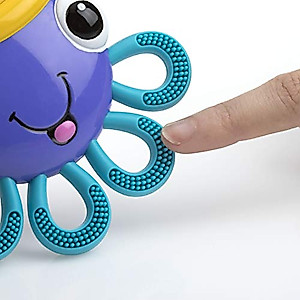 Nuby Vibe-eez Vibrating Teether - Battery Powered - Textured Surface and Easy to Grasp Toy for Baby Teething Relief - 3+ Months - Octopus