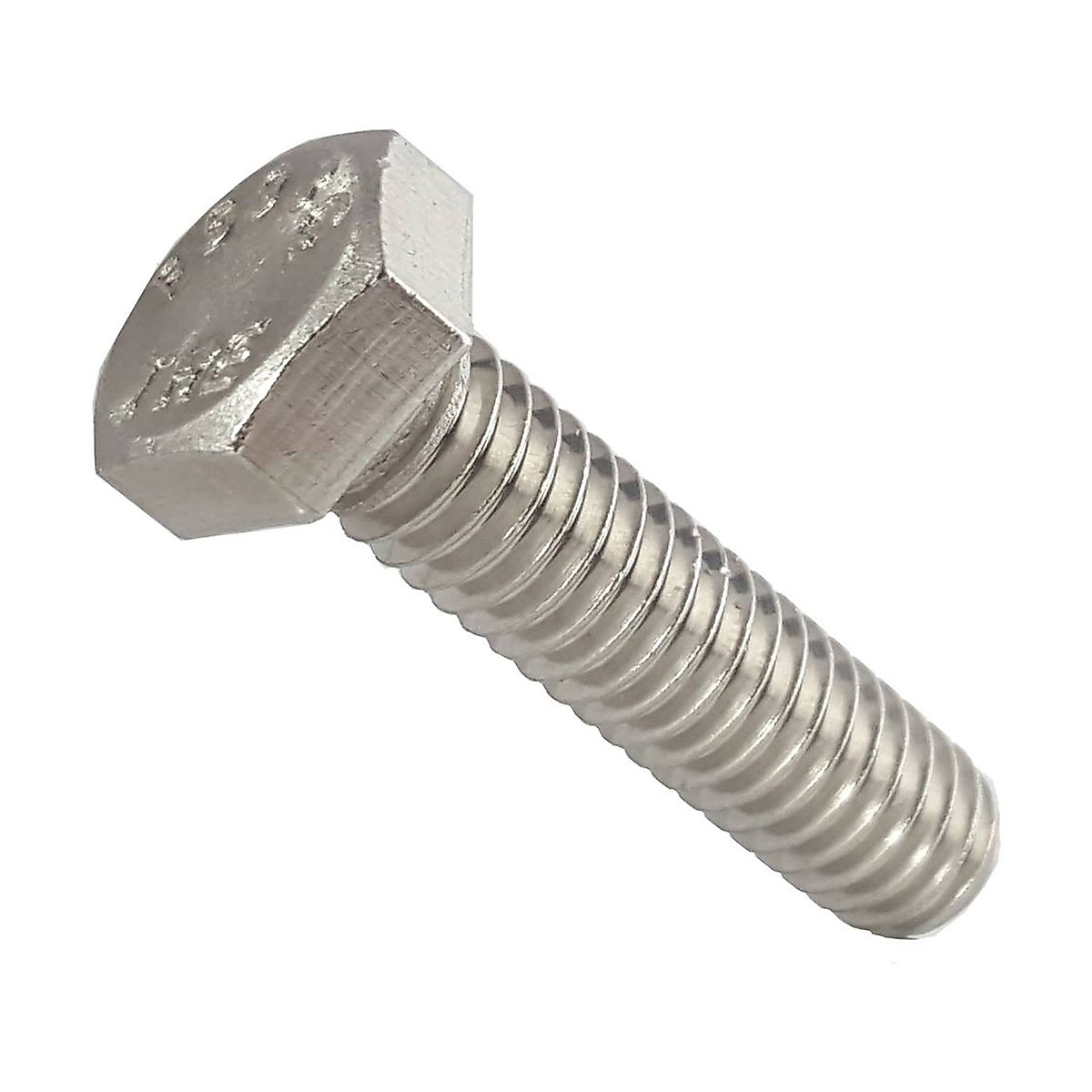 10-24 x 1" Hex Head Cap Screw Bolts, External Hex Drive, Stainless Steel 18-8, Full Thread, Bright Finish, Flat Point, Quantity 50
