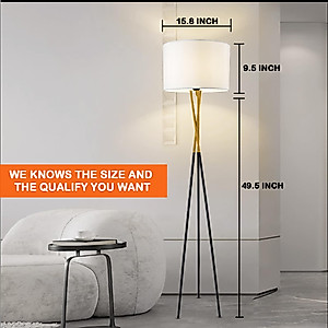 ACPYIDL Floor lamp Vertical Table lamp for Living Room, a Floor lamp Include Two Color Shades Linen and Black Shades, Suitable for Living Room Bedroom, Office, incl. 20W LED 3-Color Light Bulb…