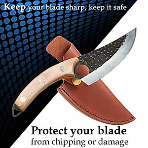 NQEUEPN Leather Sheath, Leather Knife Edge Guards for 6 Inch Boning Knife Holder Cleaver Blade Holster with Loop Belt Shop Knives Covers Knife Sleeves Kitchen Supply for Camping Outdoor Activity