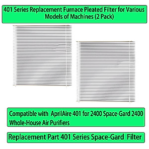 401 Replacement Filter Compatible with AprilAire 401 Space-Gard 2400 Air Conditioner Pleated Filter (2 Pack)