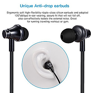 KINDEN Air Tube Headsets - Anti-Drop Headphones Earbuds Binaural Earphone with Microphone,3.5mm Jack for Cell Phones PC MP3 Pad (Black)