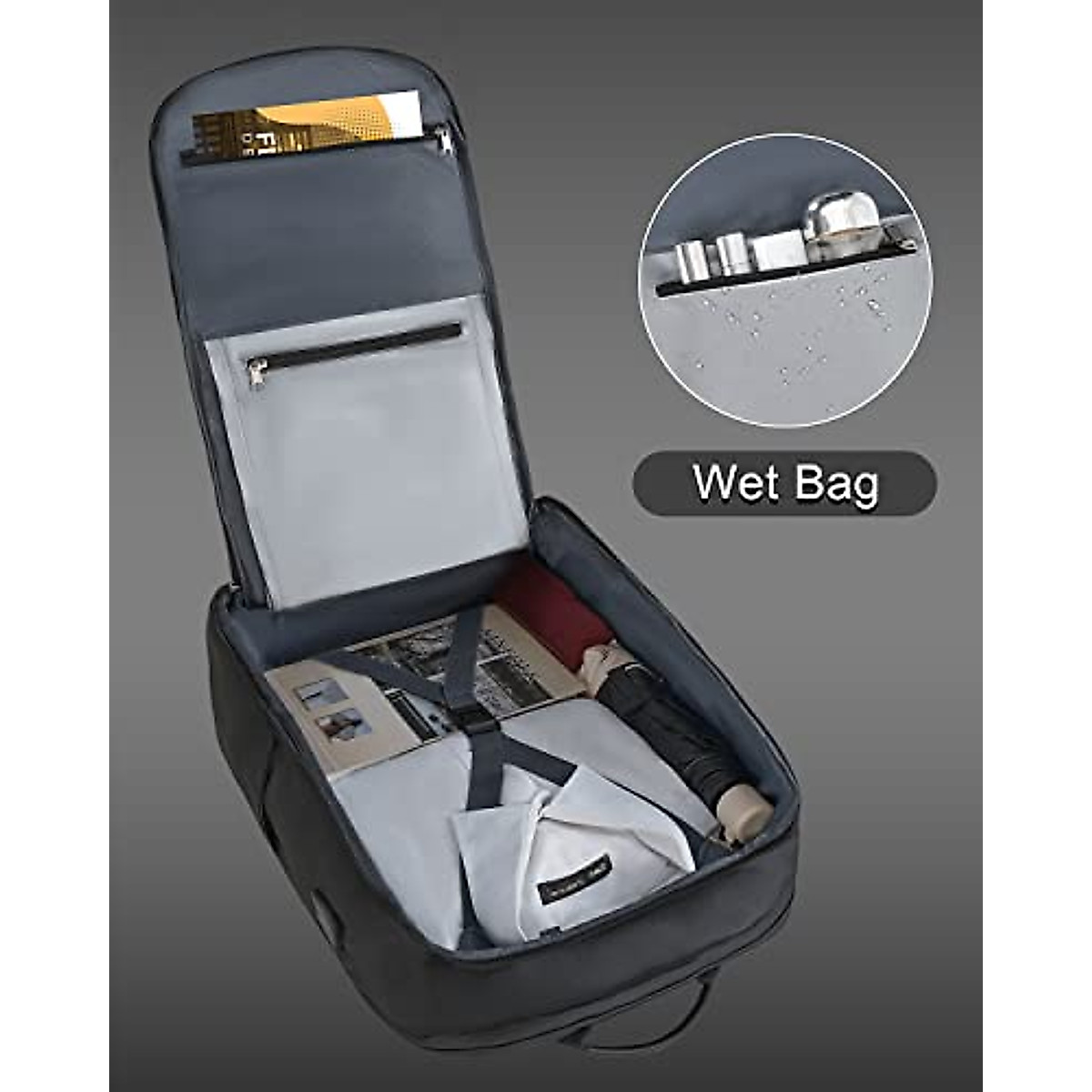 MATEIN Backpack for Travel, Waterproof Expandable Carry on Backpack for Men with USB Charging Port & Wet Bag, Extra Large TSA 17 Inch Laptop Backpack Business Work Computer Bag Flight Approved, Black