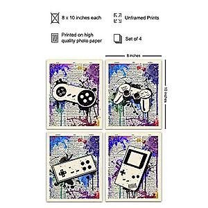 Remote Control Wall Art Set - Gaming Graffiti Decor - Gift for Gamers, Xbox, PS4, Playstation, Video Game, Arcade Fan, Men, Teens - Urban Street Art Poster - Game Room, Dorm, Bar, Boys Room, Bedroom