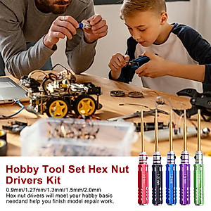 Hobbyfire Hex Screwdriver Set for Axial SCX24 1/24 RC Crawler Small Hex Driver 0.9mm 1.27mm 1.3mm 1.5mm 2.0mm & Wheel Wrench