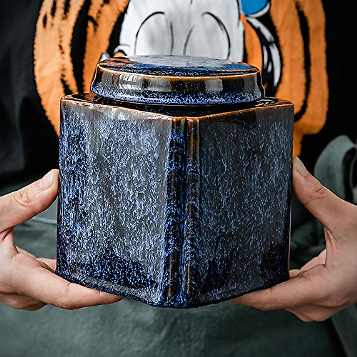 by Unbranded Keepsake Urns Ashes Ceramics, Small Urns For Human Ashes,  Cremation Urns for Ashes Unique Handmade Products and Ashes Urn, Display Burial at Home or Office Decor (Blue)