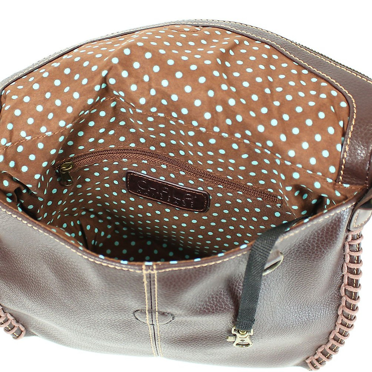 CHALA Charming Crossbody Mid Size Handbag with Mini Butterfly/Dragonfly Key fob (Dark Brown)