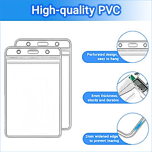 Vertical ID Badge Holders Sealable Waterproof Clear Plastic Holder, for RFID/Proximity/Badge Swipe Cards or Credit Card/Driver's License (Transparent-6pcs)