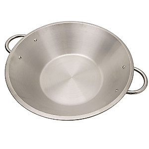 LAVO HOME 22 Inch Carnitas Cazo Flat Bottom Comal Stainless Steel Caso Pot Pan Wok Gas Stove 21 Qt