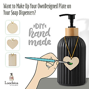 LOOCHICA Do It Yourself 2 Pack Black Glass Soap Dispenser Set with Bamboo Tray, Matte Black Soap Dispenser Suitable for Kitchen Sink, Bathroom, Rustic Kitchen Décor