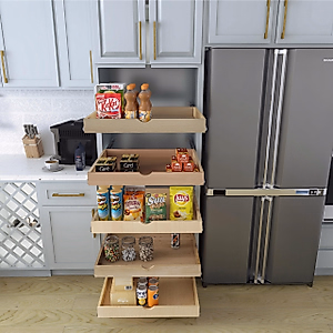26'' Width Drawer Roll Wood Tray Drawer Box Kitchen Organizer Cabinet Slide Out Shelve, Pull-Out Shelf, Pantry Organization & Storage w/ Sliders-- DIY Project (Fits RTA Face Frame B30 and Pantry30)