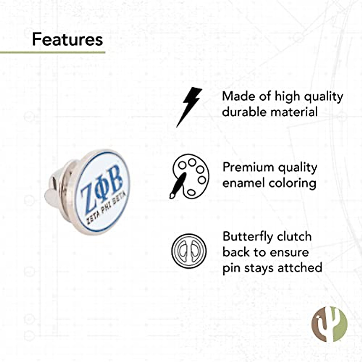 Zeta Phi Beta Lapel Pin Enamel Sorority Greek Letter Formal Wear Blazer Jacket (Lapel Pin - Design E)